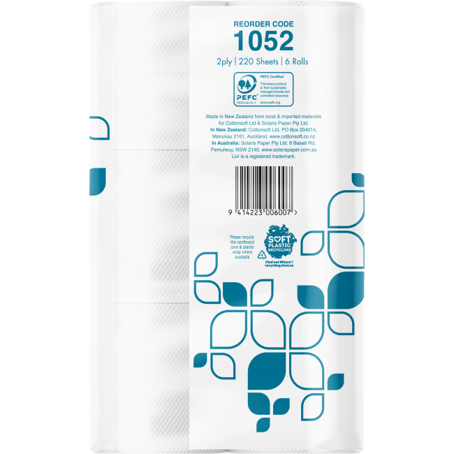 Livi Essentials Multipack Bathroom Tissue 2 Ply 220 Sheets 6 Pack ...