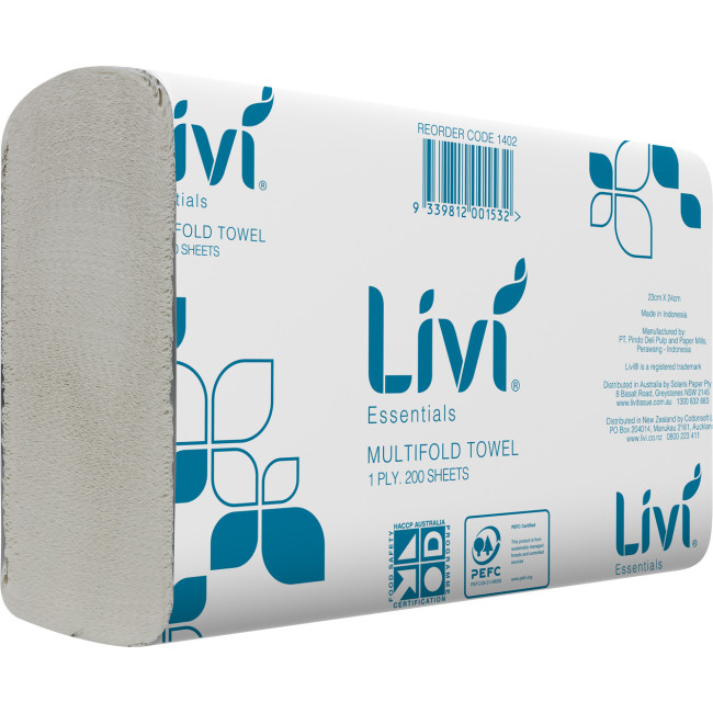 Livi Essentials Slimfold Towel 1 Ply 200 Sheets » Livi New Zealand