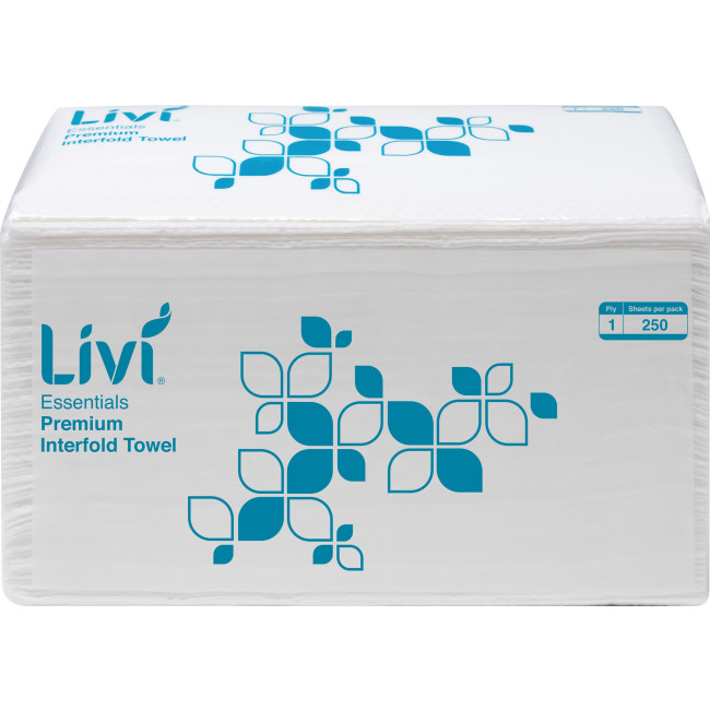 Livi Essentials Interfold Towel 1 Ply 250 Sheets » Livi New Zealand