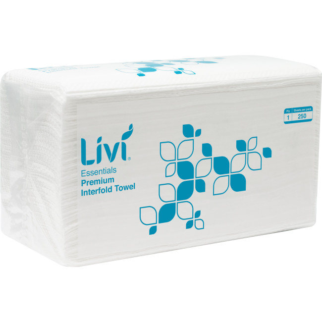 Livi Essentials Interfold Towel 1 Ply 250 Sheets » Livi New Zealand