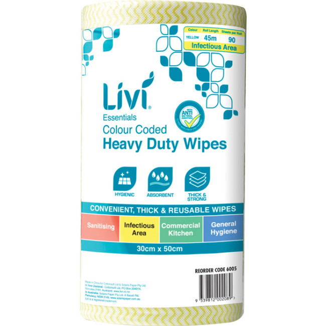 Livi Cloth Wipes Yellow Antibacterial 90 Sheets » Livi New Zealand