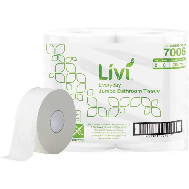 Livi Everyday Jumbo Roll Bathroom Tissue 2 Ply 300m » Livi New Zealand