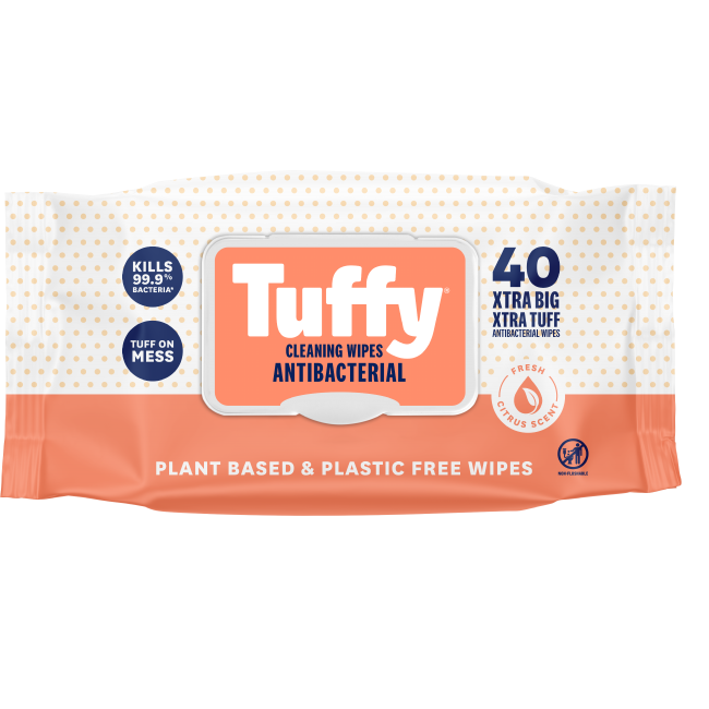 Tuffy Plastic Free Antibacterial Multipurpose Wipes 40 Sheets